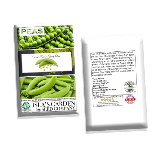 Sugar Sprint Snap Pea Seeds for Planting, 25+ Heirloom Seeds Per Packet, (Isla's Garden Seeds), Non GMO Seeds, Botanical Name: Pisum sativum, Great Home Garden Gift