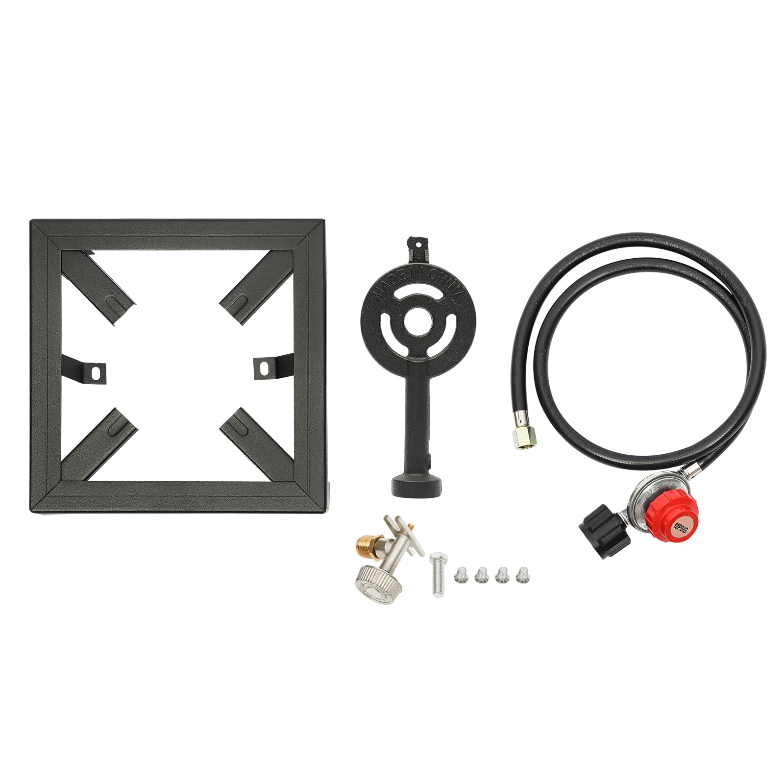 Square Portable Single Burner Outdoor Gas Stove Propane Cooker with Adjustable 0-20Psi Regulator Hose for Patio Camping, BBQ, Home Brewing, Turkey Fry, Maple Syrup Prep