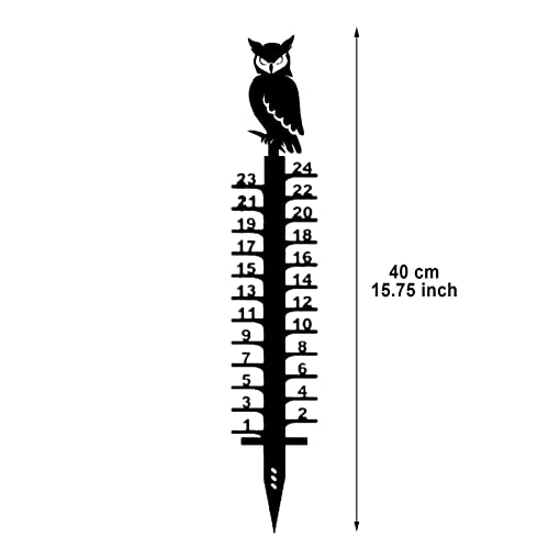 Gift 24cm Snowflake Snow Measuring Instrument Snowmobile Snow Measuring Instrument Metal Snow Measuring Ruler Outdoor Garden Ornament See Level System (Black, One Size)