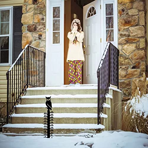 Gift 24cm Snowflake Snow Measuring Instrument Snowmobile Snow Measuring Instrument Metal Snow Measuring Ruler Outdoor Garden Ornament See Level System (Black, One Size)