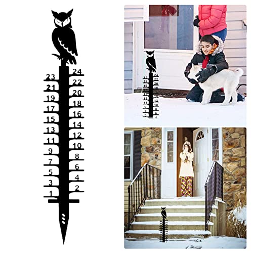 Gift 24cm Snowflake Snow Measuring Instrument Snowmobile Snow Measuring Instrument Metal Snow Measuring Ruler Outdoor Garden Ornament See Level System (Black, One Size)