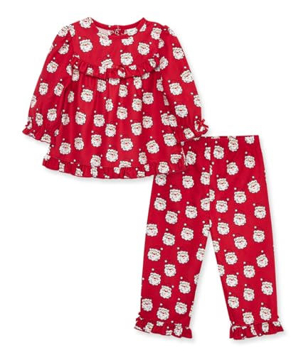 Little Me Clothes for Baby Girls' Christmas Holiday Santa Print 2-Piece Pajamas, 2T
