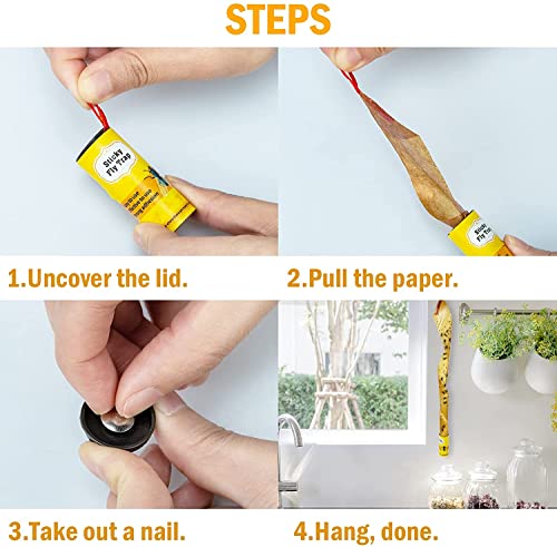 Dwcom 20 Packs Fly Tape, Fly Strips, Fly Paper Strips Roll Ribbon, Sticky Fruit Fly Traps Hanging Catcher Gnat Fungus Trap Killer for Indoors Outdoors