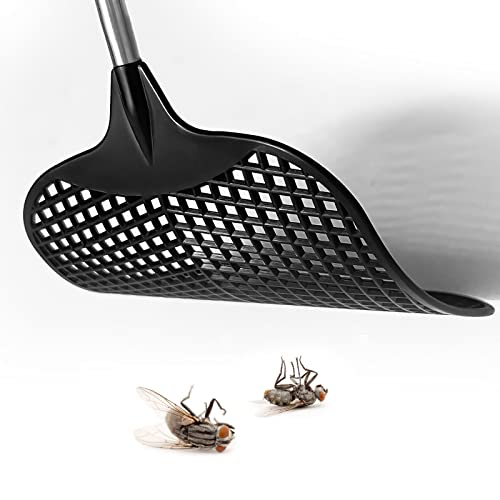 Fly Swatter, Flexible and Durable Telescopic Stainless Steel Retractable Handle ,Manual Fly swatters for Home,Garden,Classroom and Office (2Pcs Black& Blue)