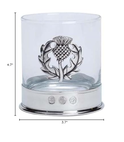 GaelSong Scottish Thistle Whisky Glass Pewter Handcrafted Celtic Barware for Scotch, Bourbon, Liquor and Cocktail Drinks Housewarming Men's Gift 11 Oz.