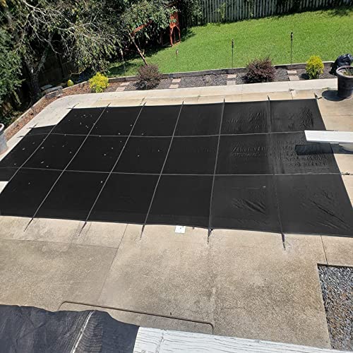 Black Winter Pool Cover Mesh Tarp, Rectangular In Ground Pool Cover for Outdoor Nursery Garden Deck Patio, Kids Pets Safety Pool Leaf Cover 10 13 16 19 20 23 26 30 FT Long ( Size : 4x7m/13x23ft )