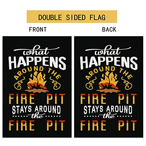 Chengxun Camper Stays Around The Fire Pit Garden Flag Vertical Double Sided, What Happens Around The Fire Pit Holiday Party Yard Outdoor Decoration 12.5*18 inches
