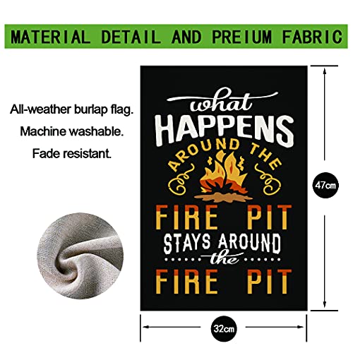 Chengxun Camper Stays Around The Fire Pit Garden Flag Vertical Double Sided, What Happens Around The Fire Pit Holiday Party Yard Outdoor Decoration 12.5*18 inches