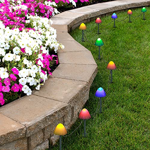 Remagr 4 Set 48 LED Mushroom Solar Lights 50 ft Mini Shaped Pathway Landscape Modes Powered Night Light Waterproof for Garden Patio Lawn Backyard Christmas , multiple colors