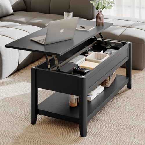 UpWiew Lift Top Coffee Table, 42x19x17 Inches Black
