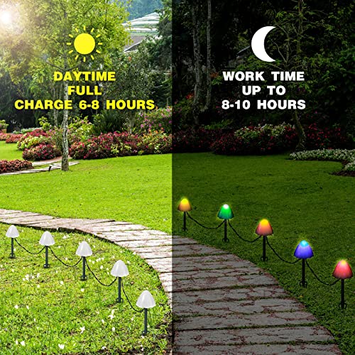 Remagr 4 Set 48 LED Mushroom Solar Lights 50 ft Mini Shaped Pathway Landscape Modes Powered Night Light Waterproof for Garden Patio Lawn Backyard Christmas , multiple colors