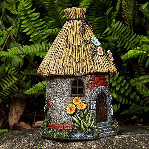 Yiosax Solar Lights Garden Decor-Easter Fairy House Decor The Village Enchanted Cottage Solar Powered Lights Yard Patio Decorations
