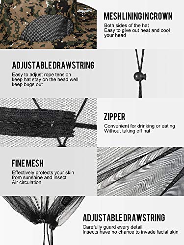 4 Pieces Mosquito Head Mesh Mosquito Cap Net Hat Face Cover with Zipper Foldable Fly Protection Netting Hat for Fishing Hiking Gardening, 4 Colors