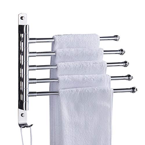 CHUNYU Bathroom Towel Rack Rod Stainless Steel Towel Holder Wall Mounted Storage Shelf with Hook Rotatable Kitchen Towel Hanger