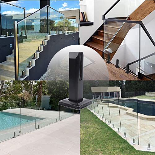 PHASFBJ 10pcs Stainless Steel Square Glass Clamp, Pool Fence Balustrade Post Clip, for Balcony Garden Deck, Balcony, Railings, Floor-Standing Heavy Duty Stainless Steel Stand,Silver