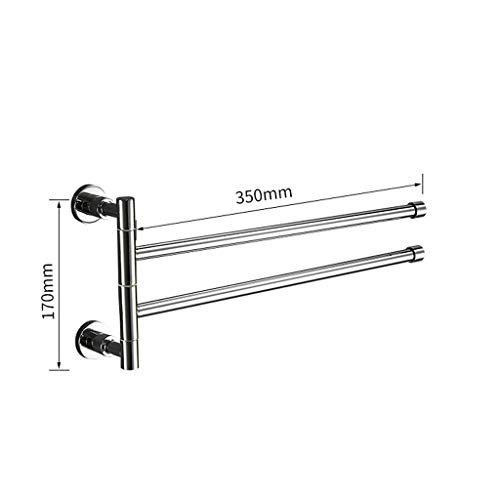 LIRUXUN Stainless Steel Brushed Towel Rack, Bathroom Towel Bars Swivel Towel Rail, 2 Arm Wall Mounted Hand Towel Rack Holder