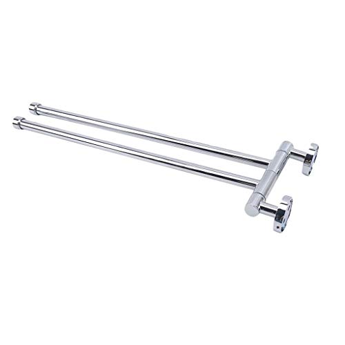 LIRUXUN Stainless Steel Brushed Towel Rack, Bathroom Towel Bars Swivel Towel Rail, 2 Arm Wall Mounted Hand Towel Rack Holder