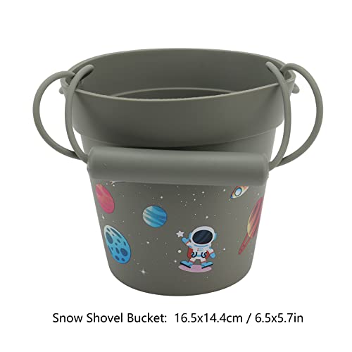 Silicone Snow Toys, Waterproof Snow Buckets and Shovels for Kids for Beach Snow Garden Backyard Sandpit (Green)
