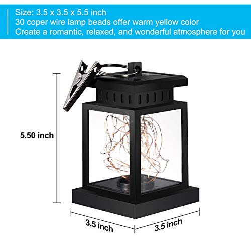 Homeyearn Hanging Solar Lights Outdoor 30 LED Warm Solar Fairy Lights Waterproof Solar Lanterns Decor for Garden Yard Patio Umbrella Tree (4 Pack)