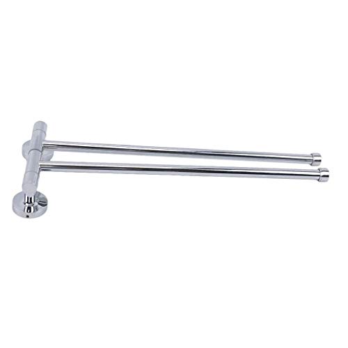 LIRUXUN Stainless Steel Brushed Towel Rack, Bathroom Towel Bars Swivel Towel Rail, 2 Arm Wall Mounted Hand Towel Rack Holder