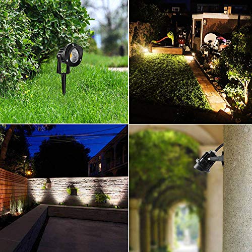 Romwish LED Landscape Spotlights, 10W Outdoor Spotlights for Yard, 3000K Warm White, 120V AC Spot Light with Ground Spike, Waterproof Landscape Lighting for House Garden Lawn Decorative - 2 Pack