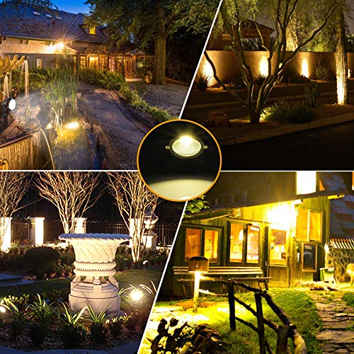 Romwish LED Landscape Spotlights, 10W Outdoor Spotlights for Yard, 3000K Warm White, 120V AC Spot Light with Ground Spike, Waterproof Landscape Lighting for House Garden Lawn Decorative - 2 Pack