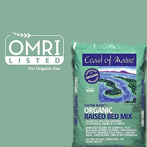 Coast of Maine Castine Blend Organic Raised Bed Soil Mix with All Natural Ingredients for Vegetables, Herbs, and Flowers, 1 Cubic Feet (10 Pack)