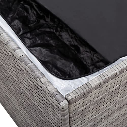 Large Poly Rattan Deck Box Outdoor Storage Boxes for Patio Furniture, Outdoor Cushions, Garden Tools and Pool Supplies-Waterproof,39.4"x19.7"x19.7" Gray