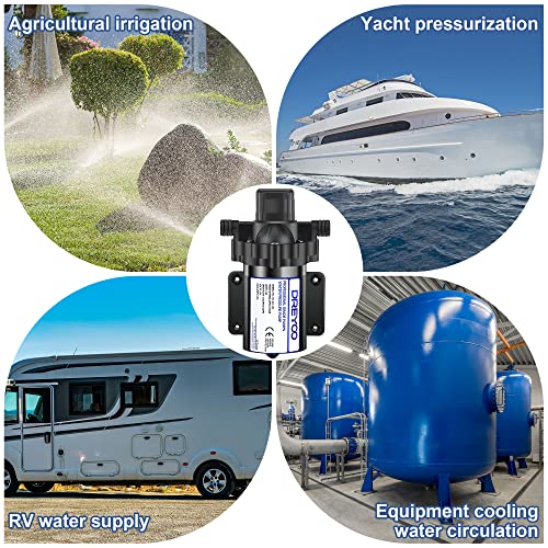 12V Diaphragm Water Pump with Pressure Switch, 3.5 Gpm 45 Psi 12 Volt Pump Self Priming with 50 Mesh Strainer Filter And 2 Hose Clamps, Automatic Water Pump for RV, Garden Hose Booster, Sprayer