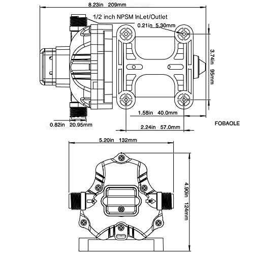 12V Diaphragm Water Pump with Pressure Switch, 3.5 Gpm 45 Psi 12 Volt Pump Self Priming with 50 Mesh Strainer Filter And 2 Hose Clamps, Automatic Water Pump for RV, Garden Hose Booster, Sprayer