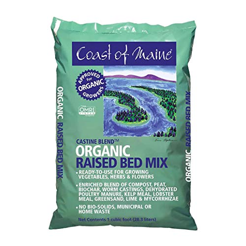 Coast of Maine Castine Blend Organic Raised Bed Soil Mix with All Natural Ingredients for Vegetables, Herbs, and Flowers, 1 Cubic Feet (10 Pack)