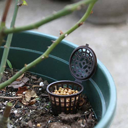 Happyyami 100Pcs Fertilizer Baskets Plastic Portable- Fertilizer Orchid Basket Fertilizer Mesh Basket with Lid Bonsai Fertilizer Box