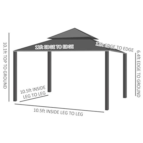 ZZBJ 12'x12' Metal Roof Gazebo Canopy with Curtains and Netting, Outdoor Hardtop Gazebo with Aluminum Frame for Backyards