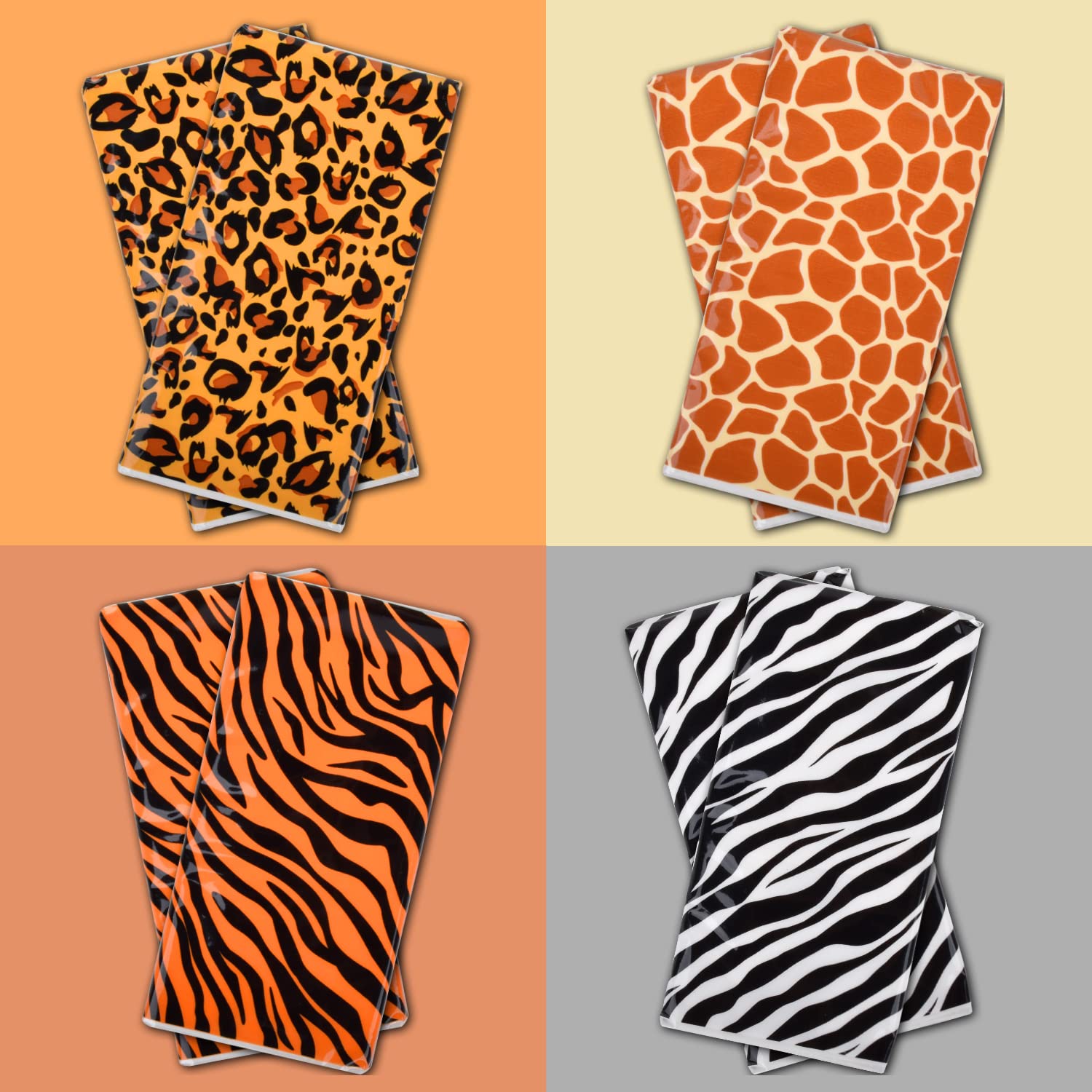 Jungle Safari Animal Print Pocket Pack, White Paper Facial Tissue 24 Pack
