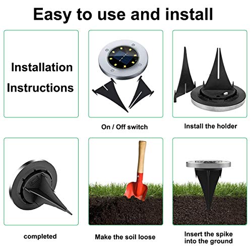Solar Ground Lights, Upgraded Outdoor Garden Waterproof Bright in-Ground Lights for Lawn Pathway Yard Driveway, producing More Light with 8 Led Warm White Lights