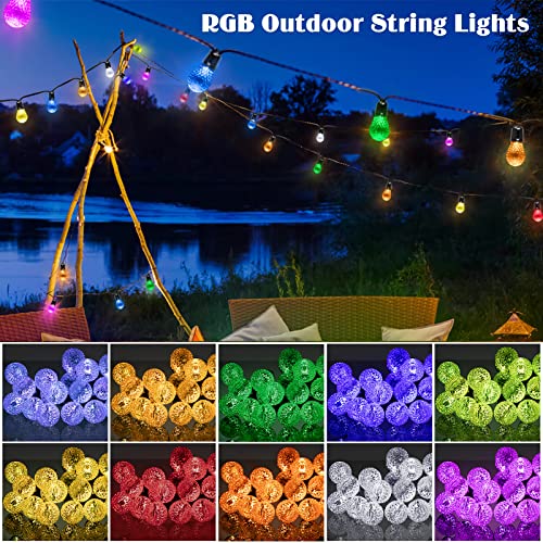 Outdoor String Lights 53FT RGB Color Changing Patio String Lights With App & Remote Control, 25 Bulbs Smart LED String Lights IP66 Waterproof Shatterproof 8 Scene Modes For Patio, Balcony, Garden