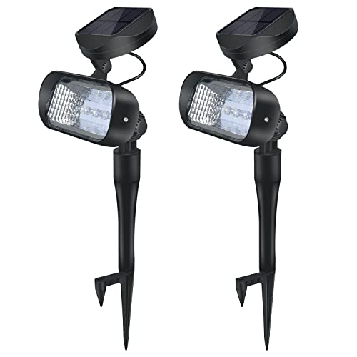 Solar Spot Light Outdoor Landscape Spotlight, 2-in-1 Solar Powered Wall Lights-Low Voltage Outdoor Metal Landscaping Light for Garden Yard Lawn Pathway Downlight, IP65 Waterproof Auto on/off(2PACK)