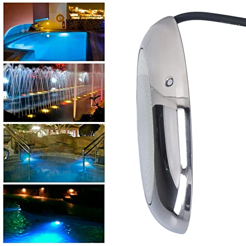DJDK Pond Lights,Stainless Steel LED Pool Light 12V 35W White Color IP68 Waterproof LED Underwater Pond Lights with 468 Light Chips for Garden Swimming Pools(Shell Without Pattern)