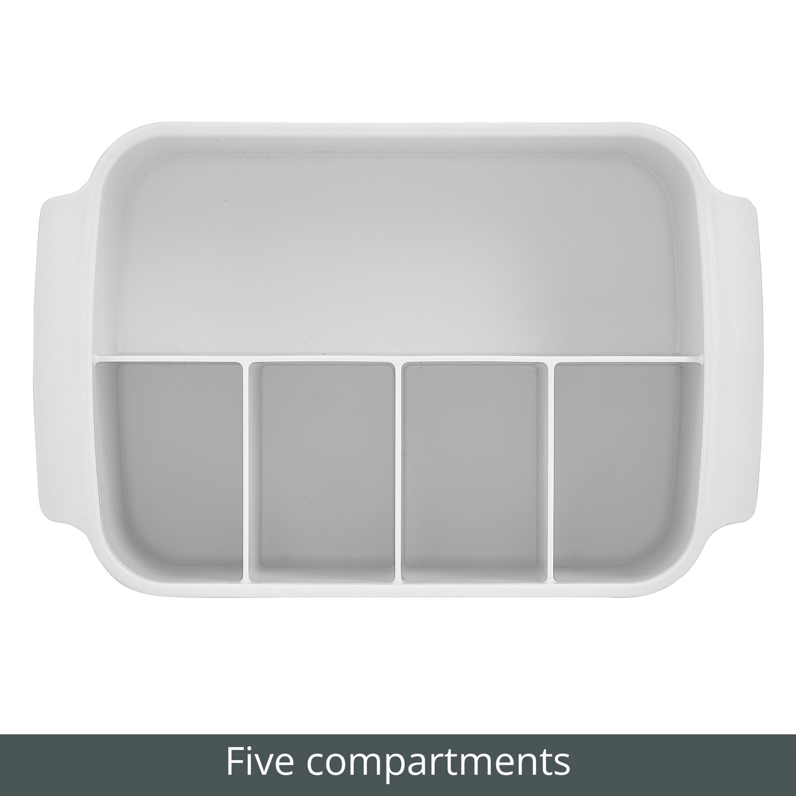 mDesign Plastic Cutlery Storage Organizer Caddy Tote Bin with Handles for Kitchen Cabinet or Pantry - Holds Forks, Knives, Spoons, Napkins - Indoor or Outdoor Use, Woven Accent - White/Graphite Gray
