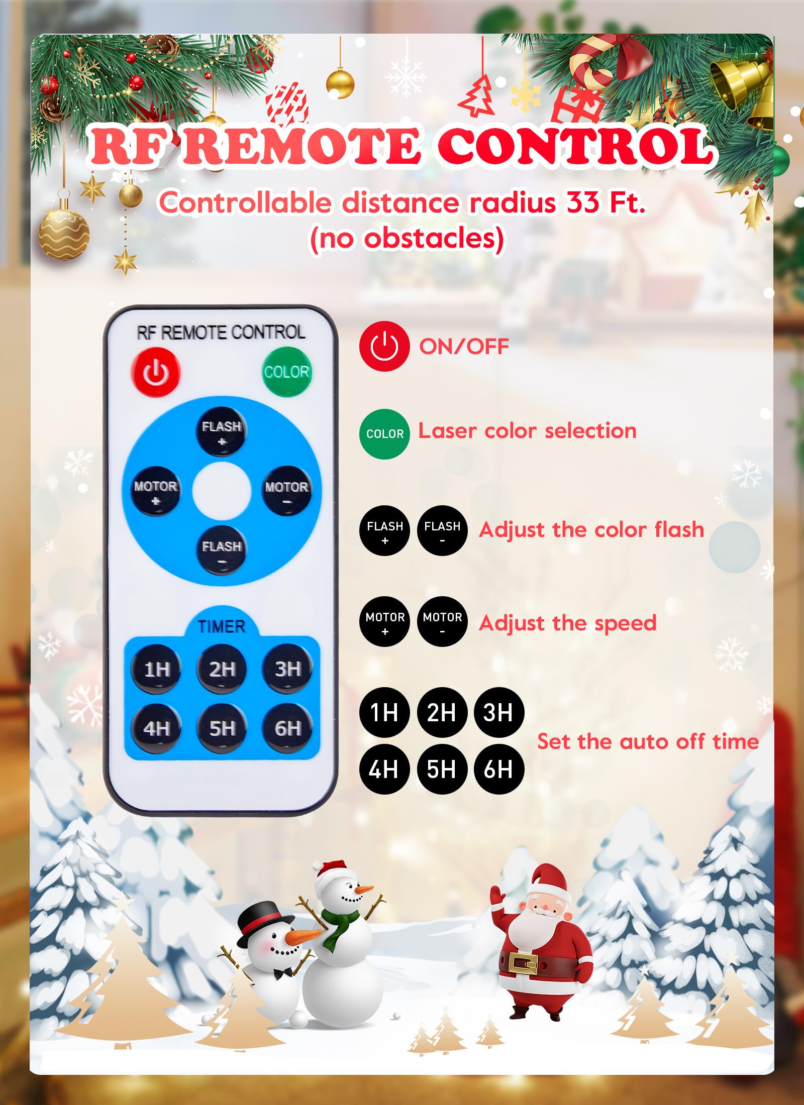 Christmas Projector Lights Outdoor, Party Laser Light Projection 8 Patterns Waterproof with Timer Speed Flash Mode Setting Landscape Spotlight for Indoor House Halloween Holiday Decoration, Red+Green