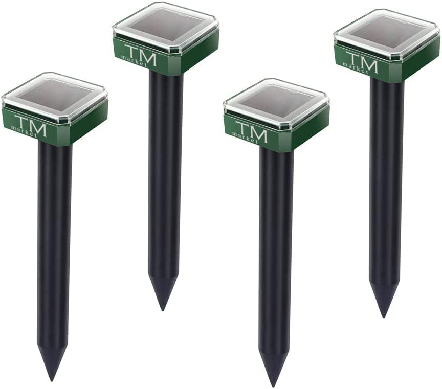 [4 Pack] Solar Sonic Mole Repellent Gopher Repellent Groundhog Detergent Protect Outdoor Lawn and Garden (4)