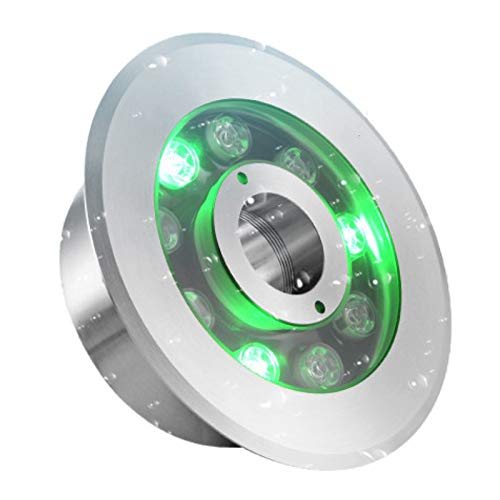 WZYJLyds Fountain Lights LED Decking Lights Stainless Steel Ring 24V IP68 Waterproof Underwater Lights Pond, Swimming Pool, Square, Garden Decoration (Color : Green Light, Size : 9W)