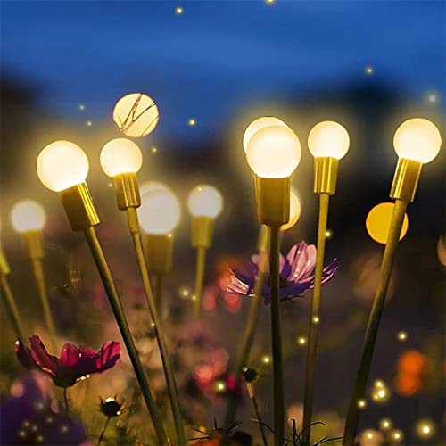 Jxueych 2PCS Solar Garden Lights, Starburst Swaying Light - Swaying When Wind Blows, Solar Lights Outdoor Decorative, Color Changing RGB Light for Pathway, Patio, Front Yard Decoration (Warm White )