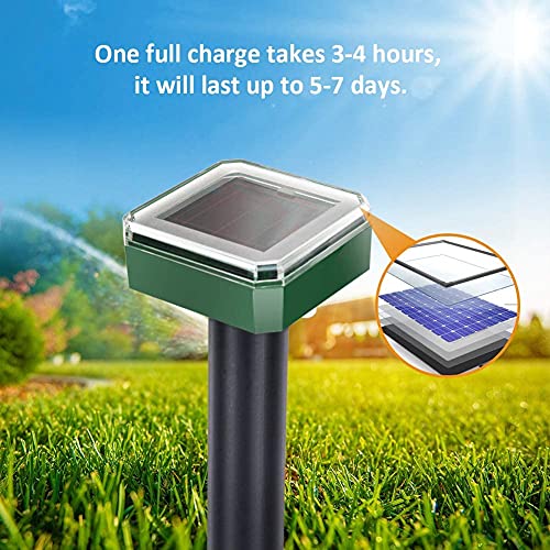 [4 Pack] Solar Sonic Mole Repellent Gopher Repellent Groundhog Detergent Protect Outdoor Lawn and Garden (4)