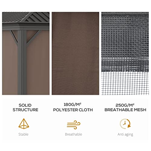 ZZBJ 12'x10' Outdoor Hardtop Gazebo with Aluminum Frame, Gazebo Canopy with Curtains Netting for Gardens, Patios, Backyards