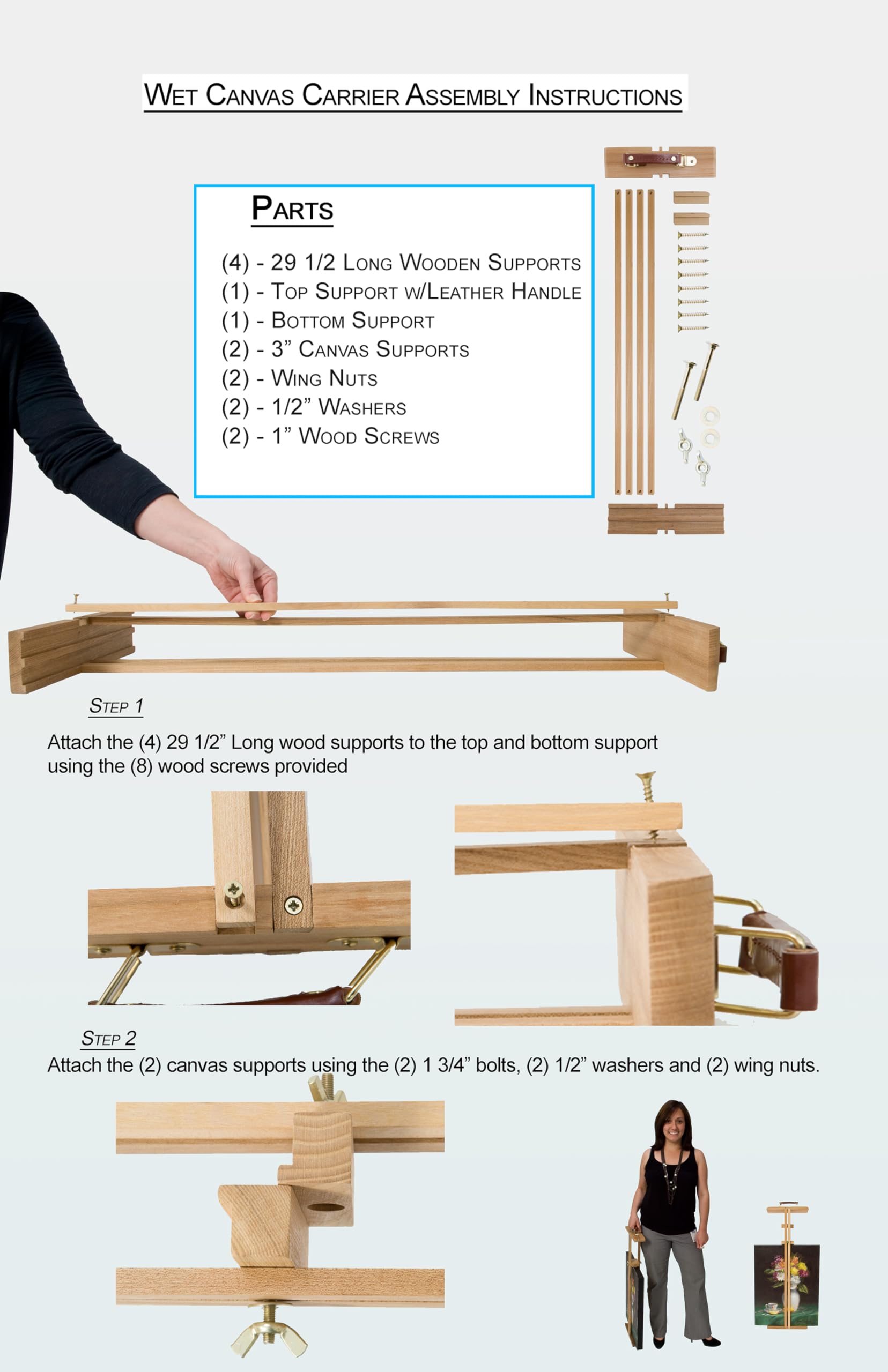 Creative Mark Wet Canvas Protector and Carrier - Wood Canvas Carrier with Handle to Protect Wet Canvases Without Smearing or Damage