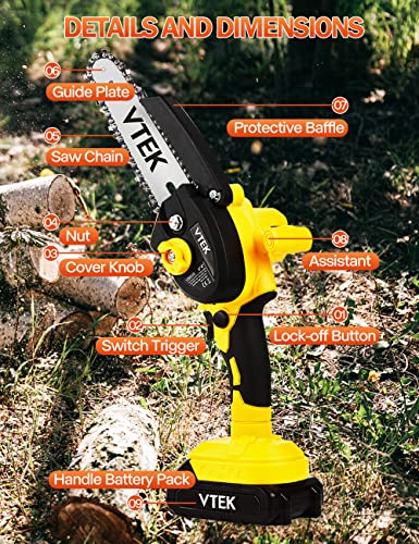 Mini Chainsaw Cordless 4 inch, 6 inch Battery Powered Chainsaw, Handheld Portable Electric Chain Saws for Wood Cutting,Tree Pruning,Trimming. (4-6 inch)