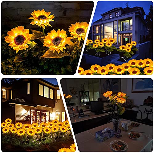Forlivese Solar Powered Sunflower Lights, Outdoor Decorative Garden Stakes, Solar LED Pathway Decor Lights, Solar Flowers, for Garden Patio Lawn Yard Porch Walkway(2 Pack)