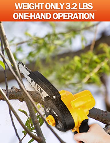 Mini Chainsaw Cordless 4 inch, 6 inch Battery Powered Chainsaw, Handheld Portable Electric Chain Saws for Wood Cutting,Tree Pruning,Trimming. (4-6 inch)