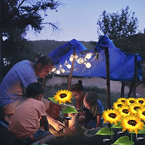 Forlivese Solar Powered Sunflower Lights, Outdoor Decorative Garden Stakes, Solar LED Pathway Decor Lights, Solar Flowers, for Garden Patio Lawn Yard Porch Walkway(2 Pack)